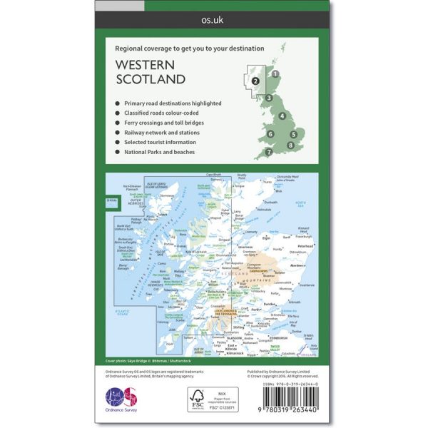 Western Scotland & Western Isles Road Map - OS Road Map 2 - Geographica