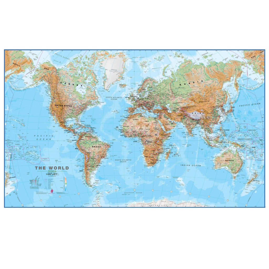 World Physical World Wall Map - Geographica