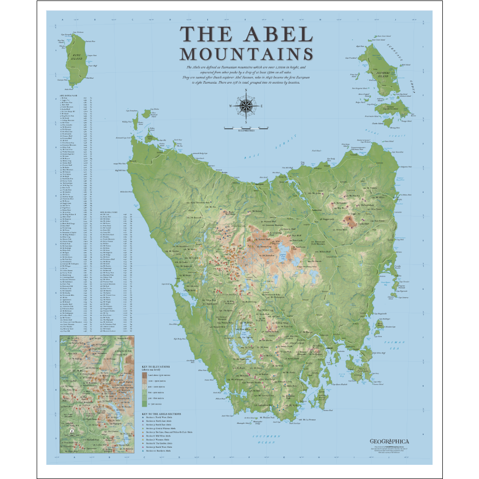 Abel Mountains Wall Map - Small - Geographica