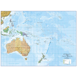 Australia and Pacific Regions Wall Map - Geographica