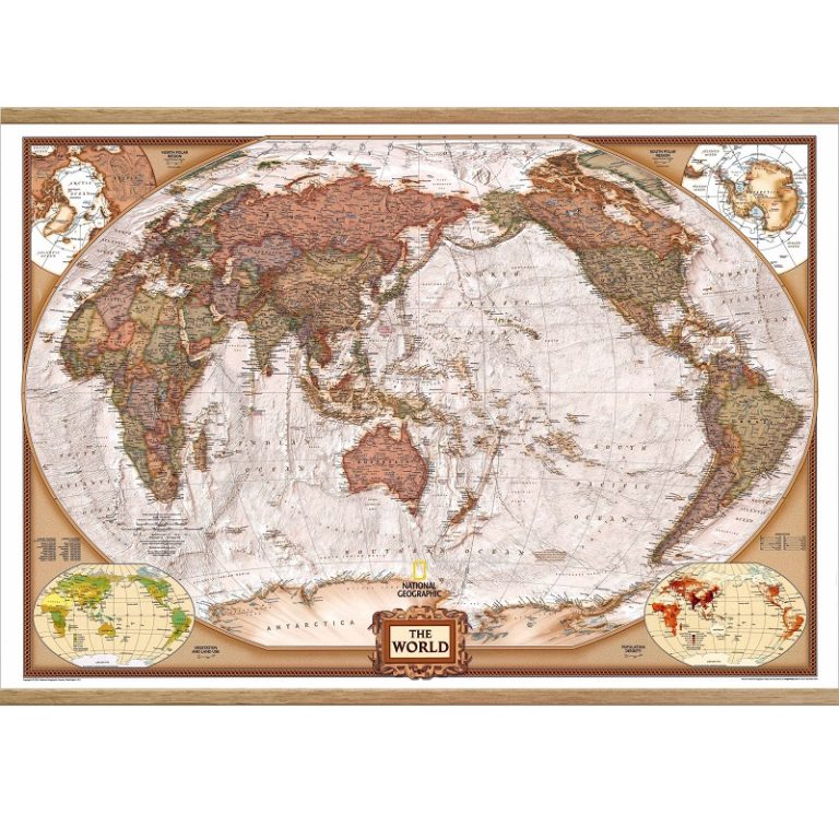 World Executive Wall Map, Pacific Centred 185 x 122cm on Hangers ...