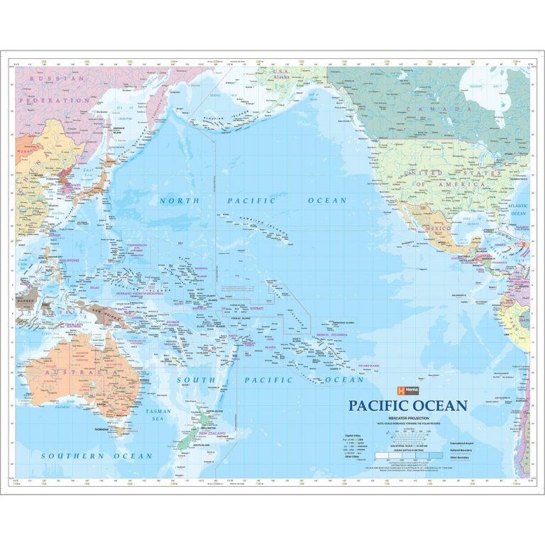 Pacific Ocean Wall Map - Geographica