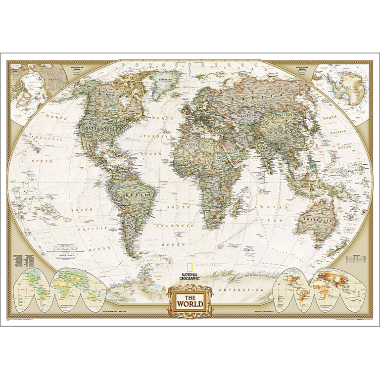 World Executive Wall Map 91cm x 61cm on Canvas - Geographica